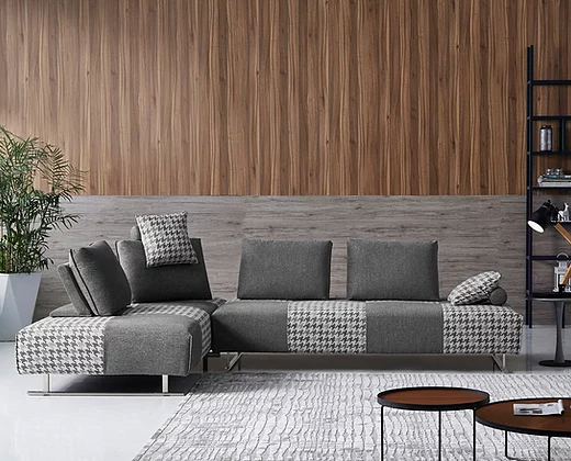 Houndstooth Fabric Modular Sectional Sofa Bed - Casa Design Furniture