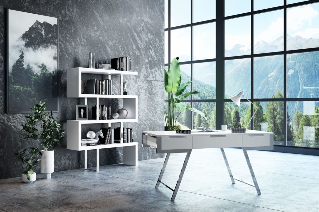 Modrest Maze Modern White High Gloss Bookcase - Casa Design Furniture