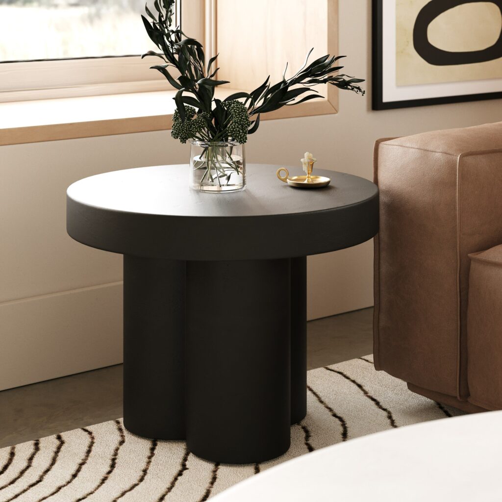 Modrest Bruni – Modern Black Concrete End Table – Casa Design Furniture